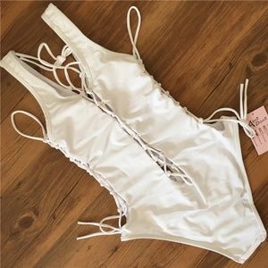 Rouge! | Swim | New White Lace Up One Piece Bathing Swim Suit | Poshmark